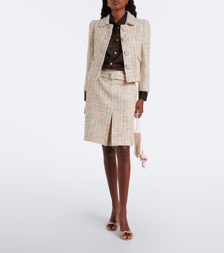 SHUSHU/TONG SHUSHU TONG Belted Checked Cotton-Blend Miniskirt